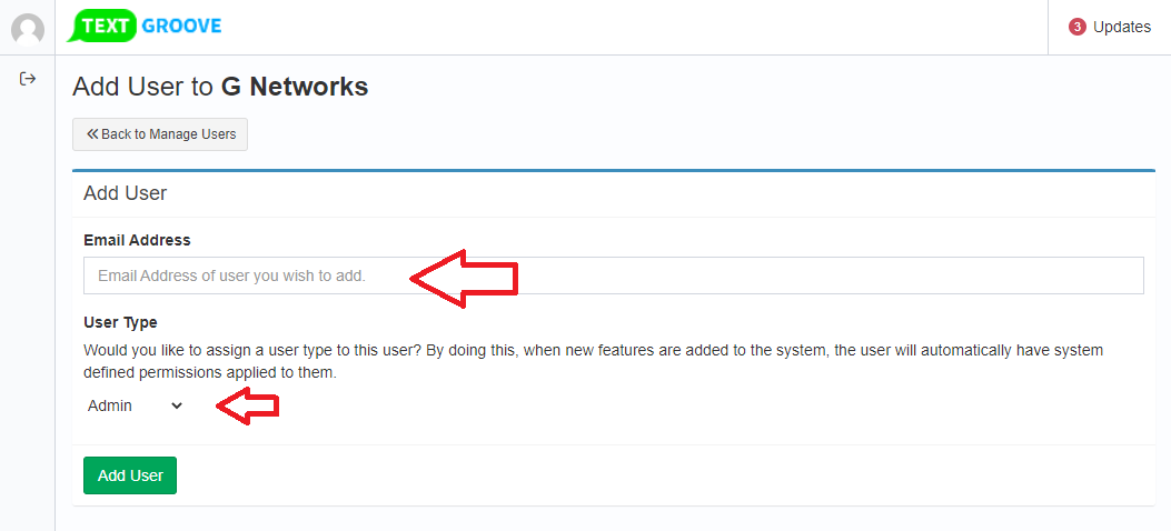 Adding Users to Text Groove